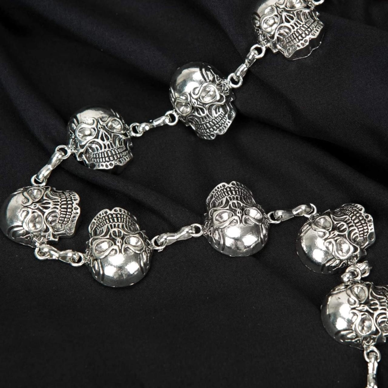 Silver antique skull link chain belt! a perfect... | Depop