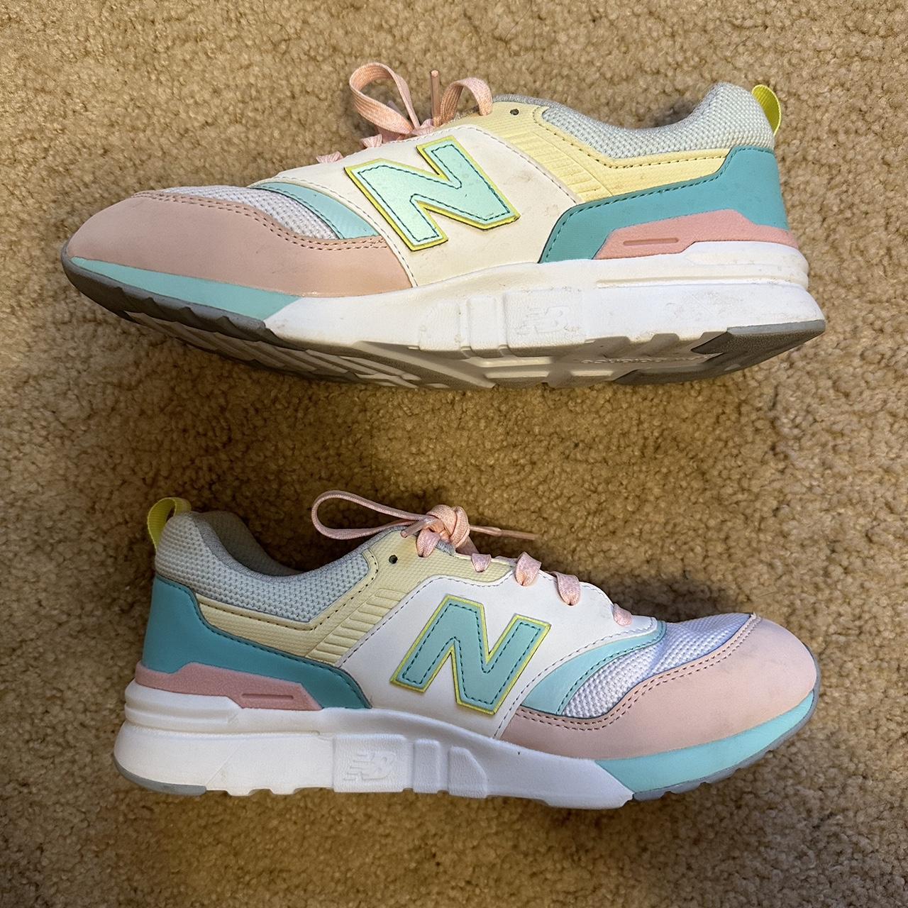 Pastel New Balance Sneakers - (7.5 Women’s) - WORN... - Depop
