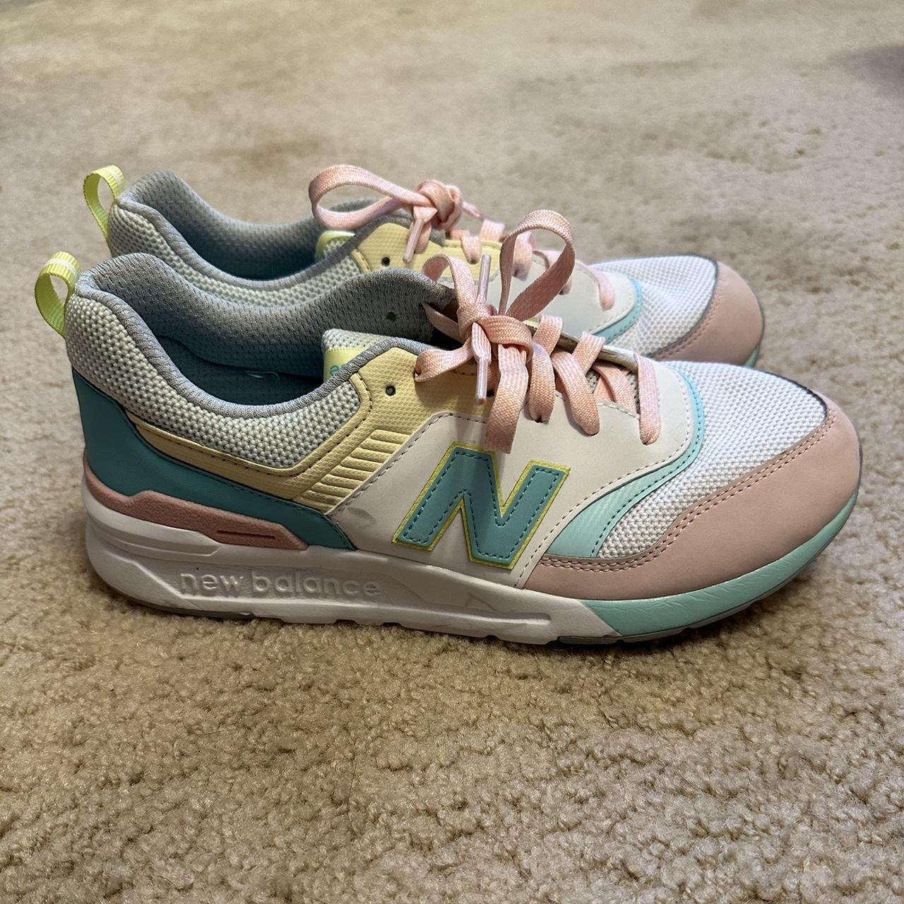 Pastel New Balance Sneakers - (7.5 Women’s) - WORN... - Depop