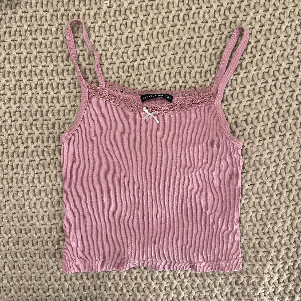 Brandy Melville pink bow tank top - OS - Depop