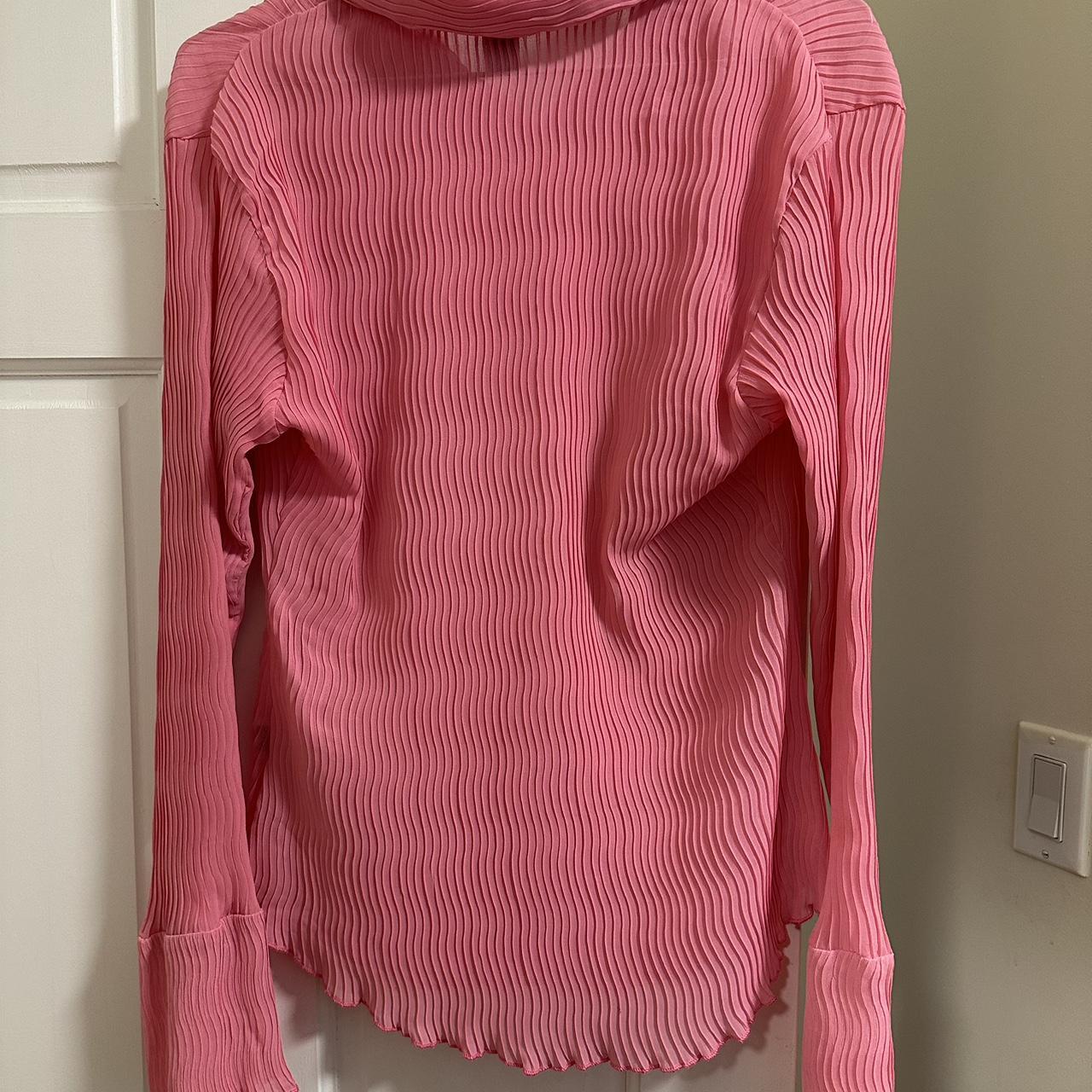 shein pink mesh long sleeve top - extra small (fits... - Depop