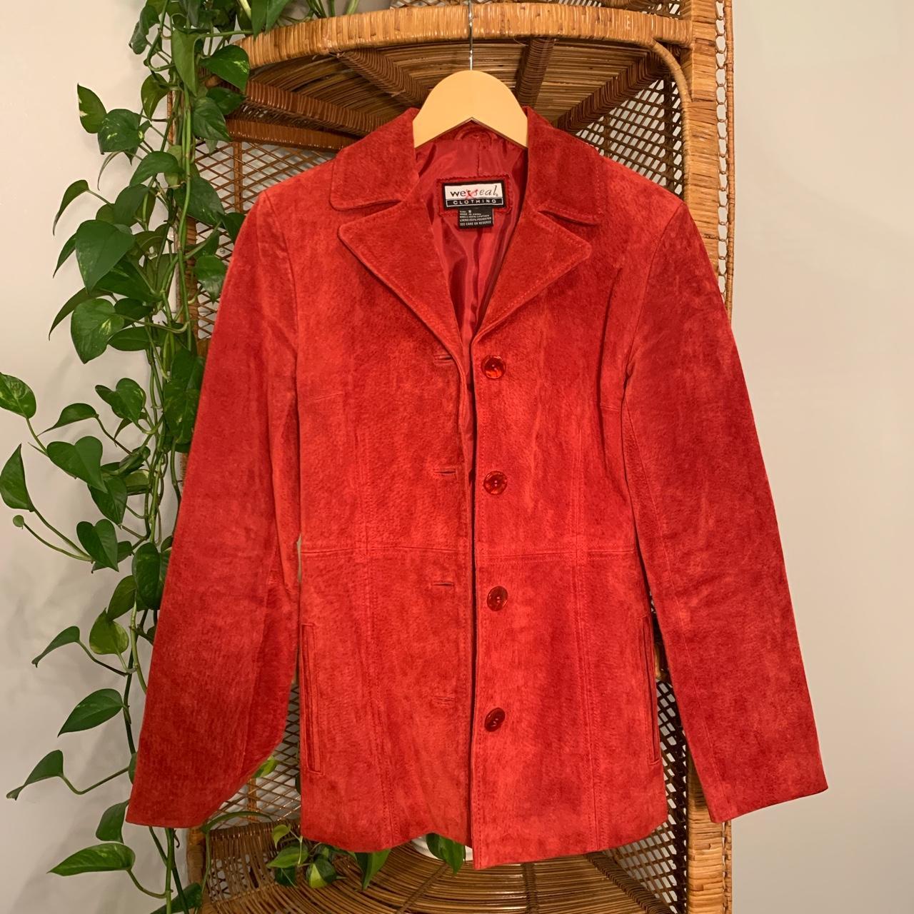 Vintage 90s wet seal red leather jacket - Depop