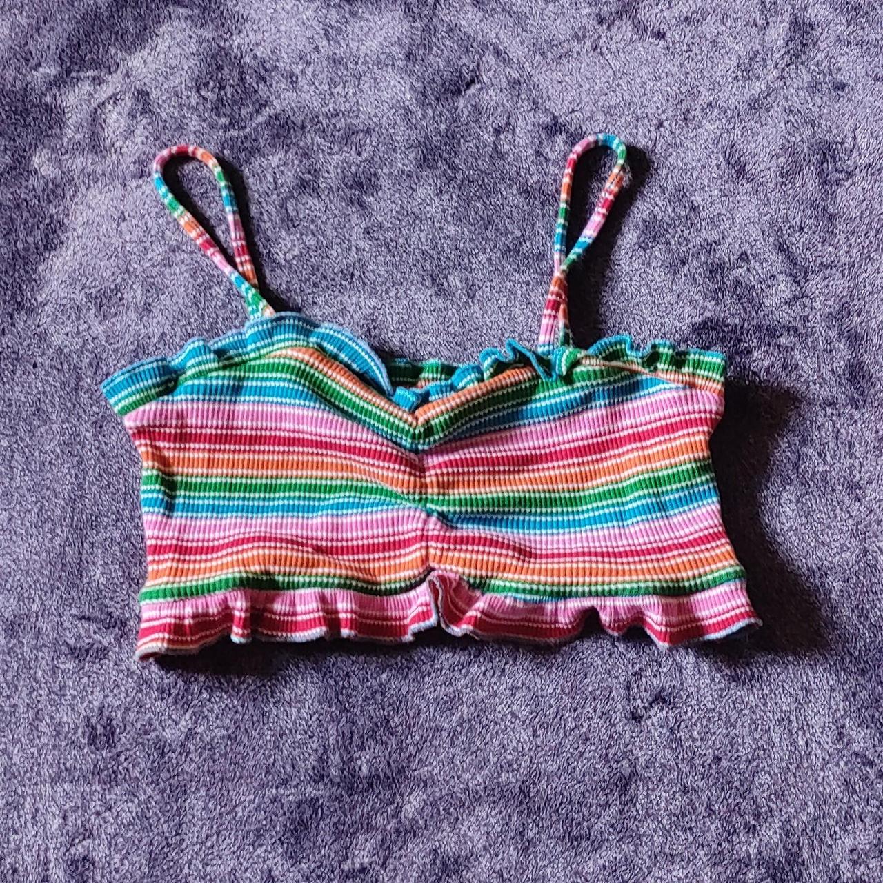 Rainbow party crop top frilly and cute simple yet... - Depop