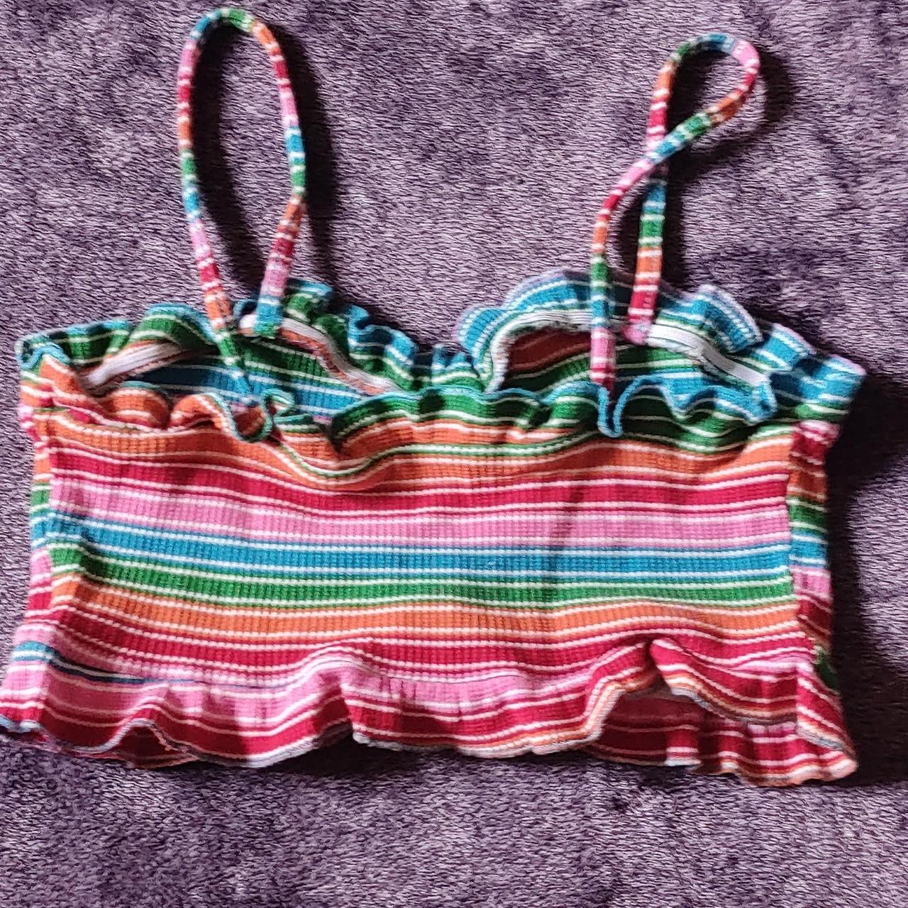 Rainbow party crop top frilly and cute simple yet... - Depop