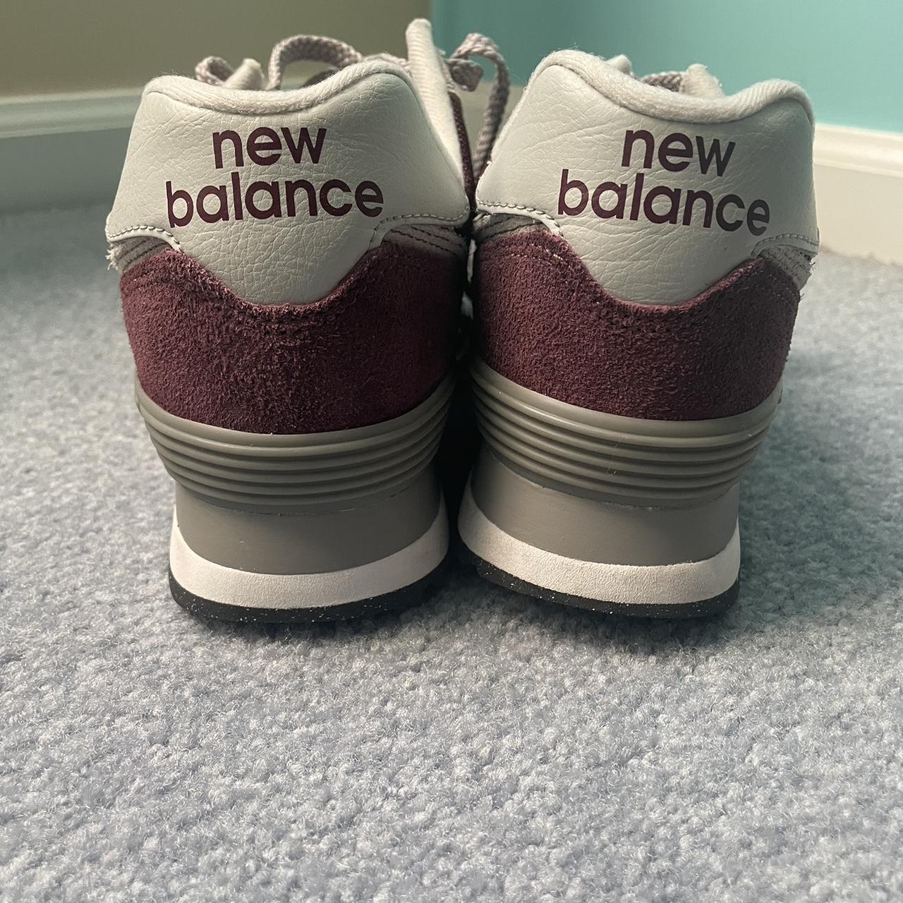 Maroon new balance 574 -Womens size 7 -worn... - Depop