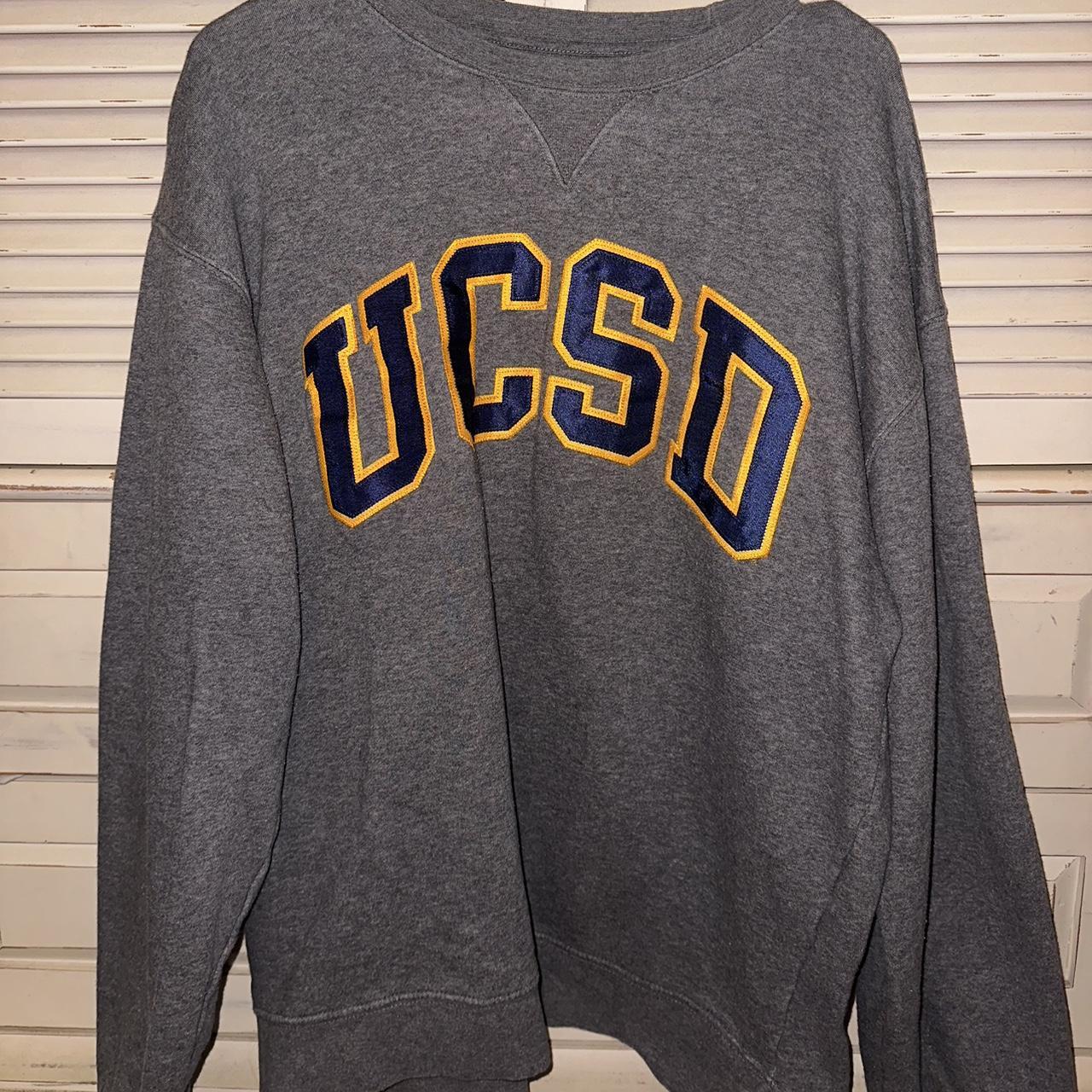 UCSD grey and navy crewneck #UCSD - Depop