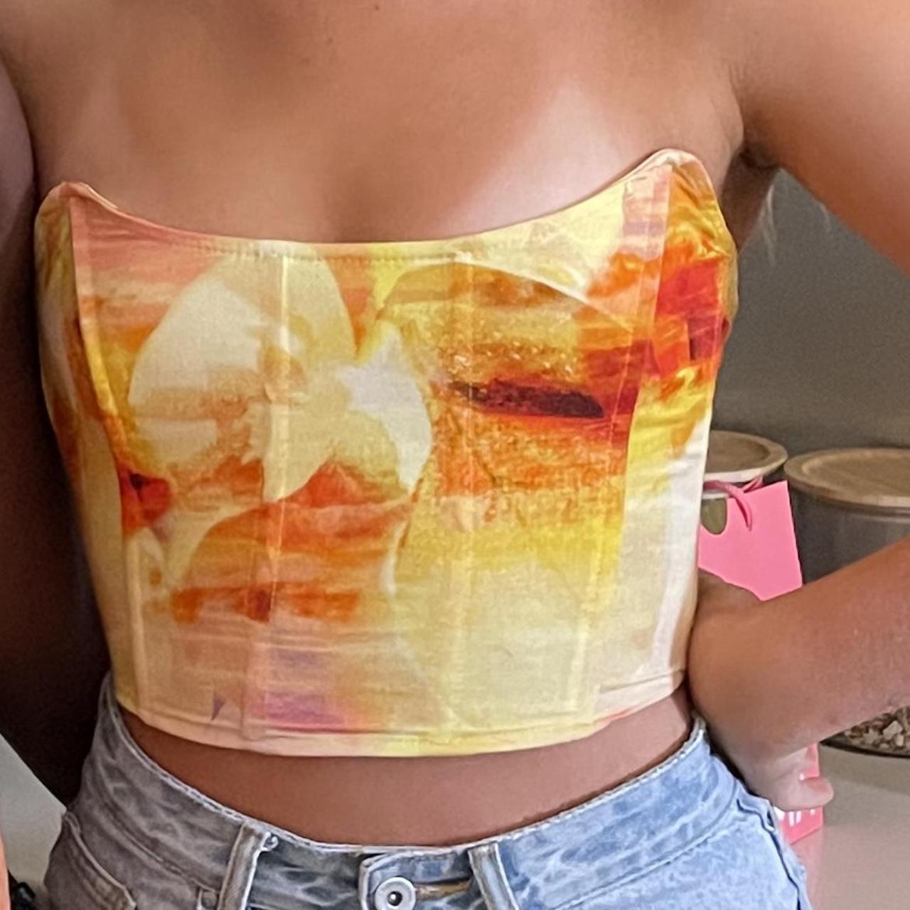 Glassons multi-colour, orange and yellow corset. - Depop