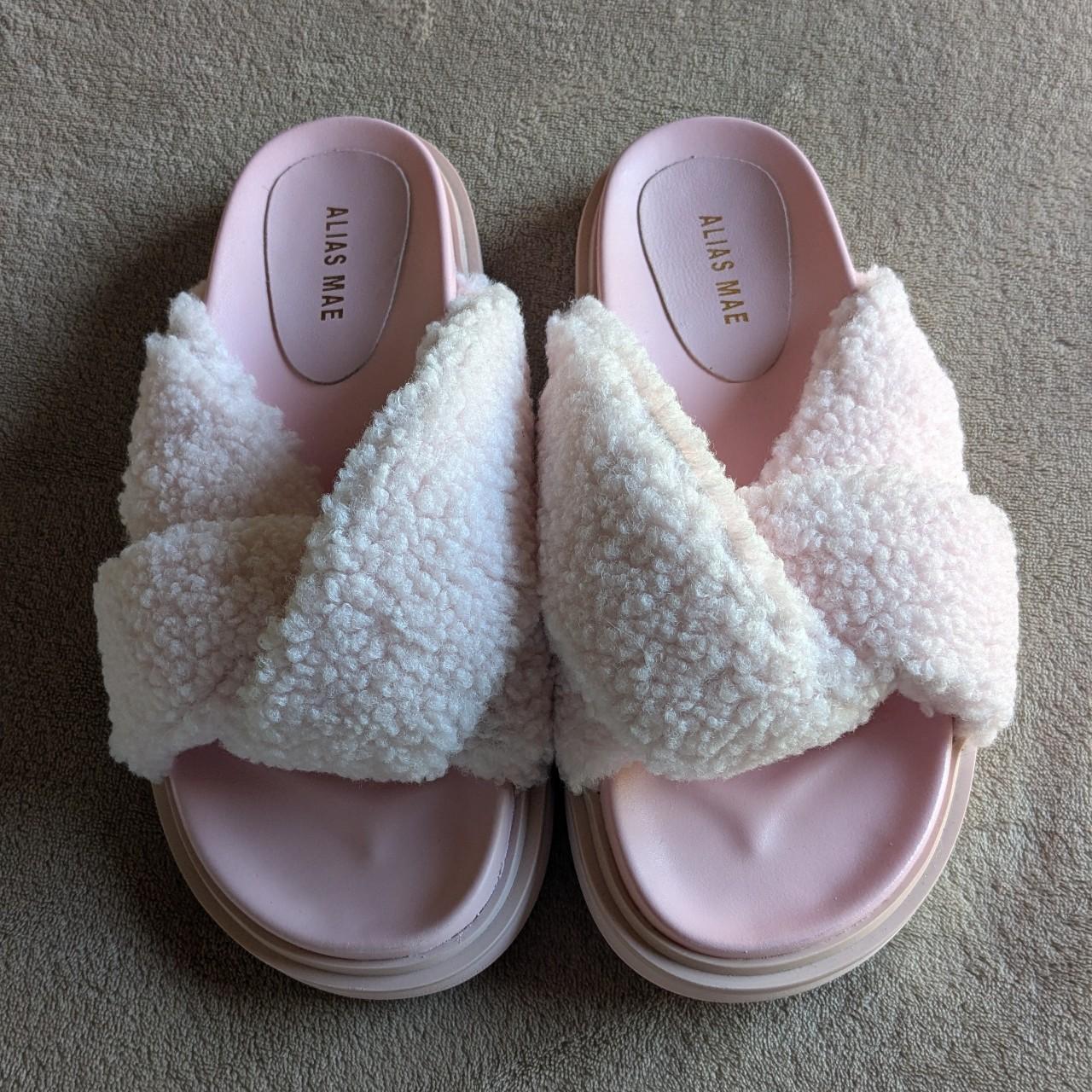 Alias Mae fluffy pale pink slides, size EU 38. Brand... - Depop