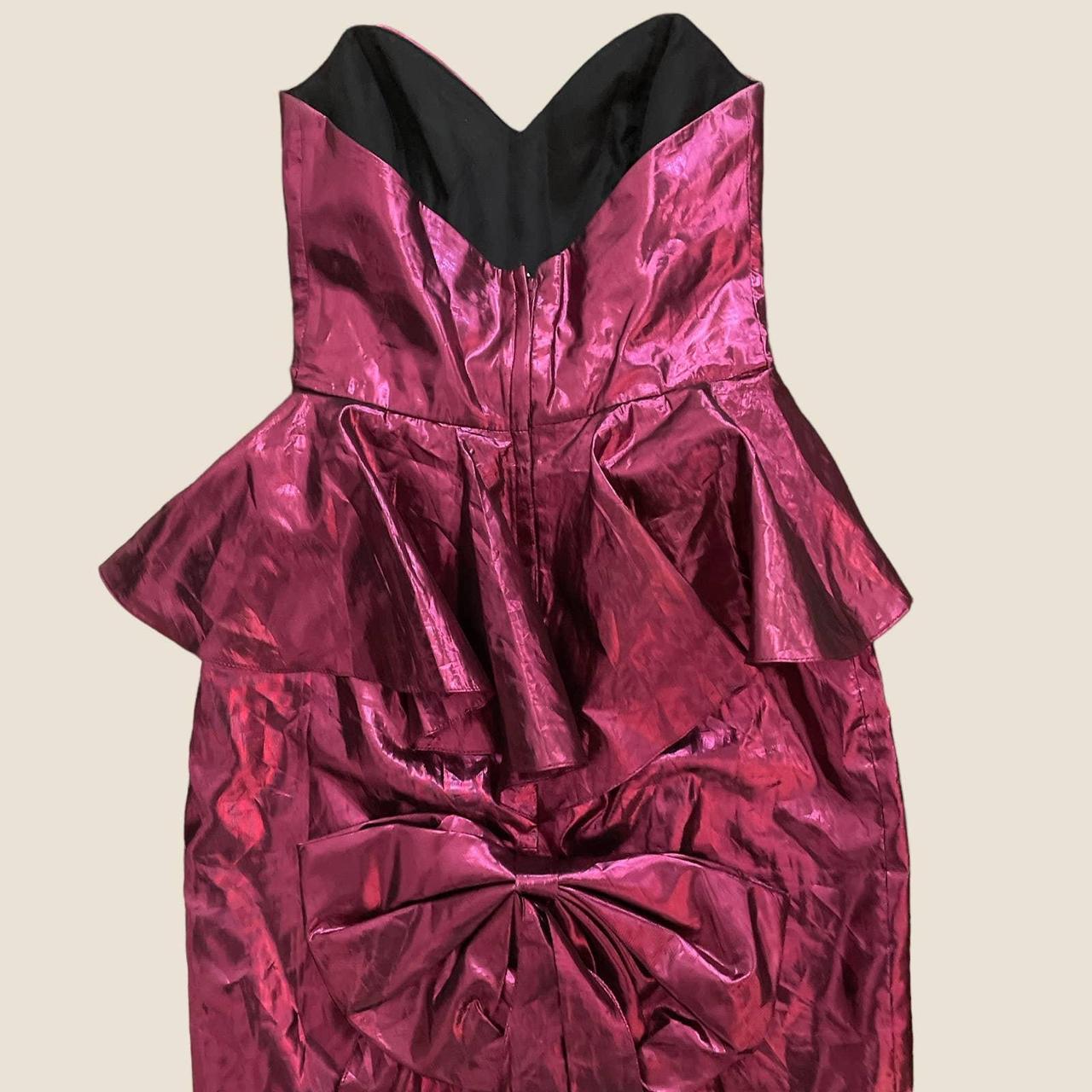 1990s Vintage Hot Pink Shiny Satin Ruffled Oversize... - Depop