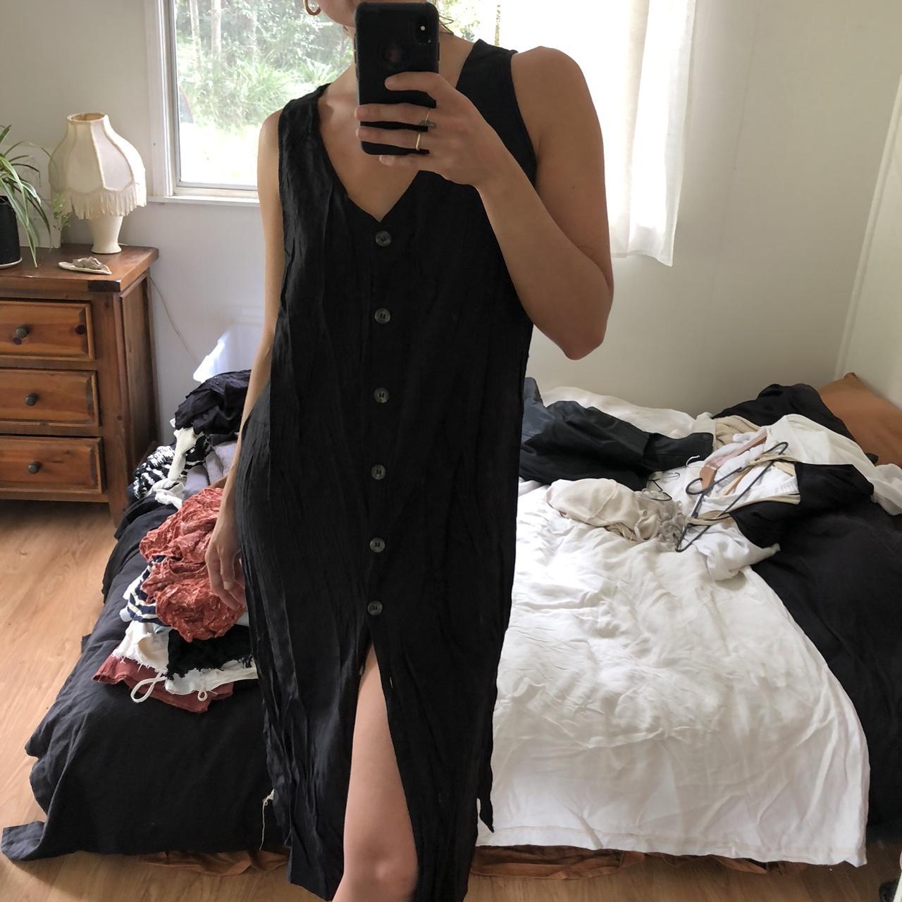 Perfect everyday throw over black button up cotton... - Depop