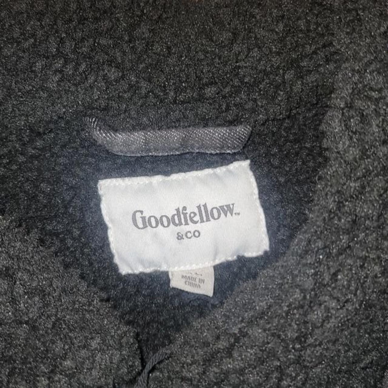 Goodfellow coat black denim jacket with faux sherpa... - Depop