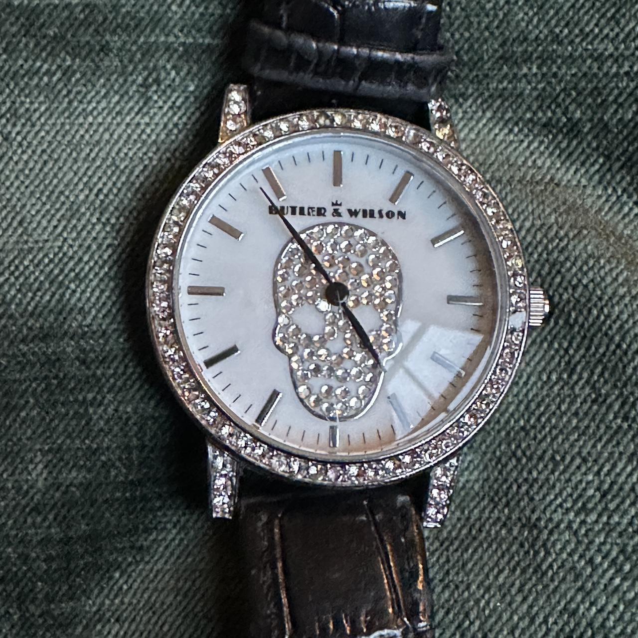 Butler and Wilson watch Black with crystals Well... - Depop