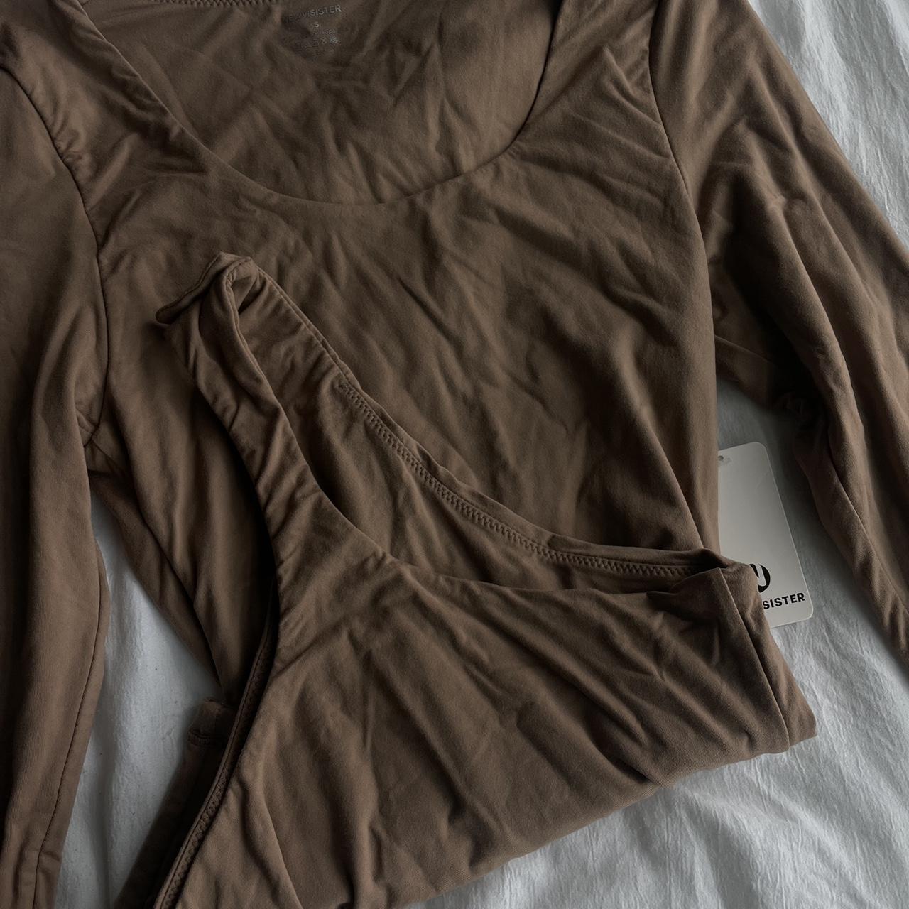 brown long sleeve bodysuit so soft - Depop