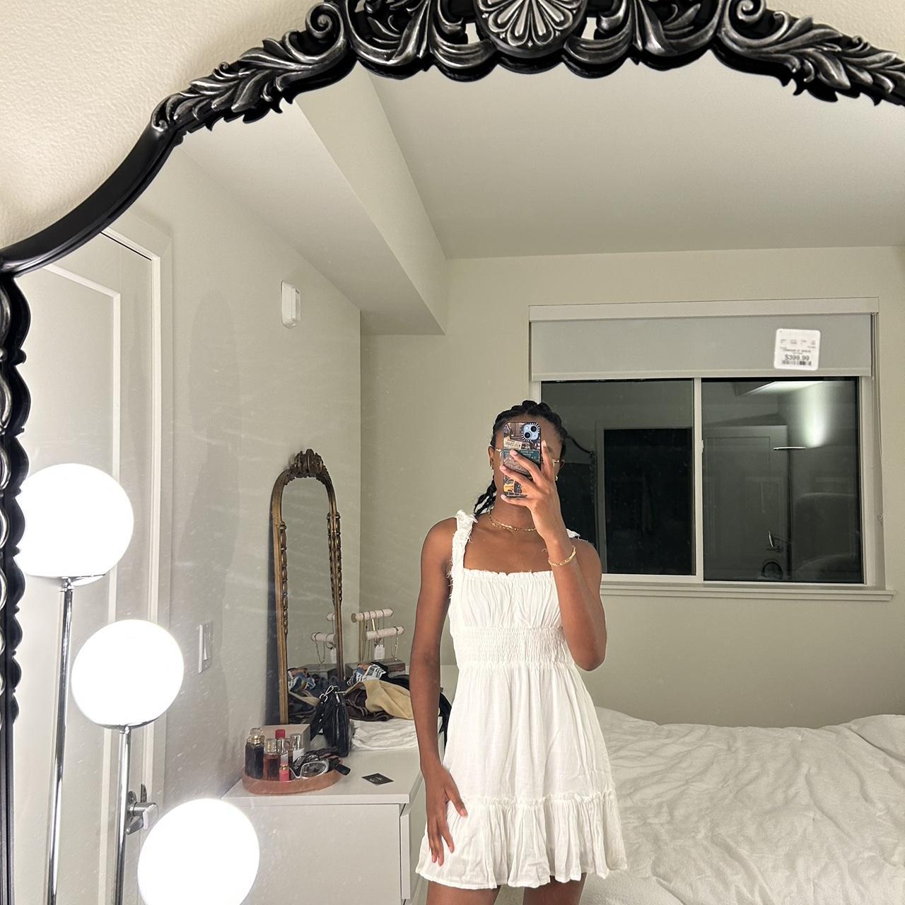 DIME PIECE WHITE RAW EDGE SMOCKED DRESS. Kendall... - Depop