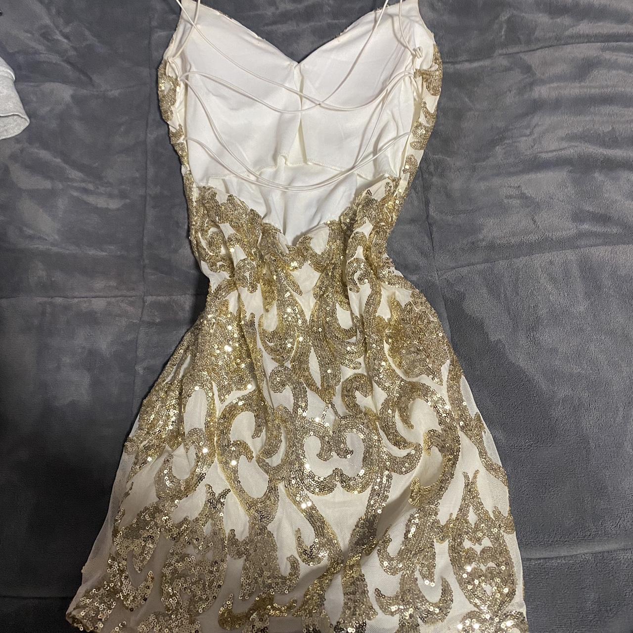gold hoco / prom dress from windsor worn once for... - Depop