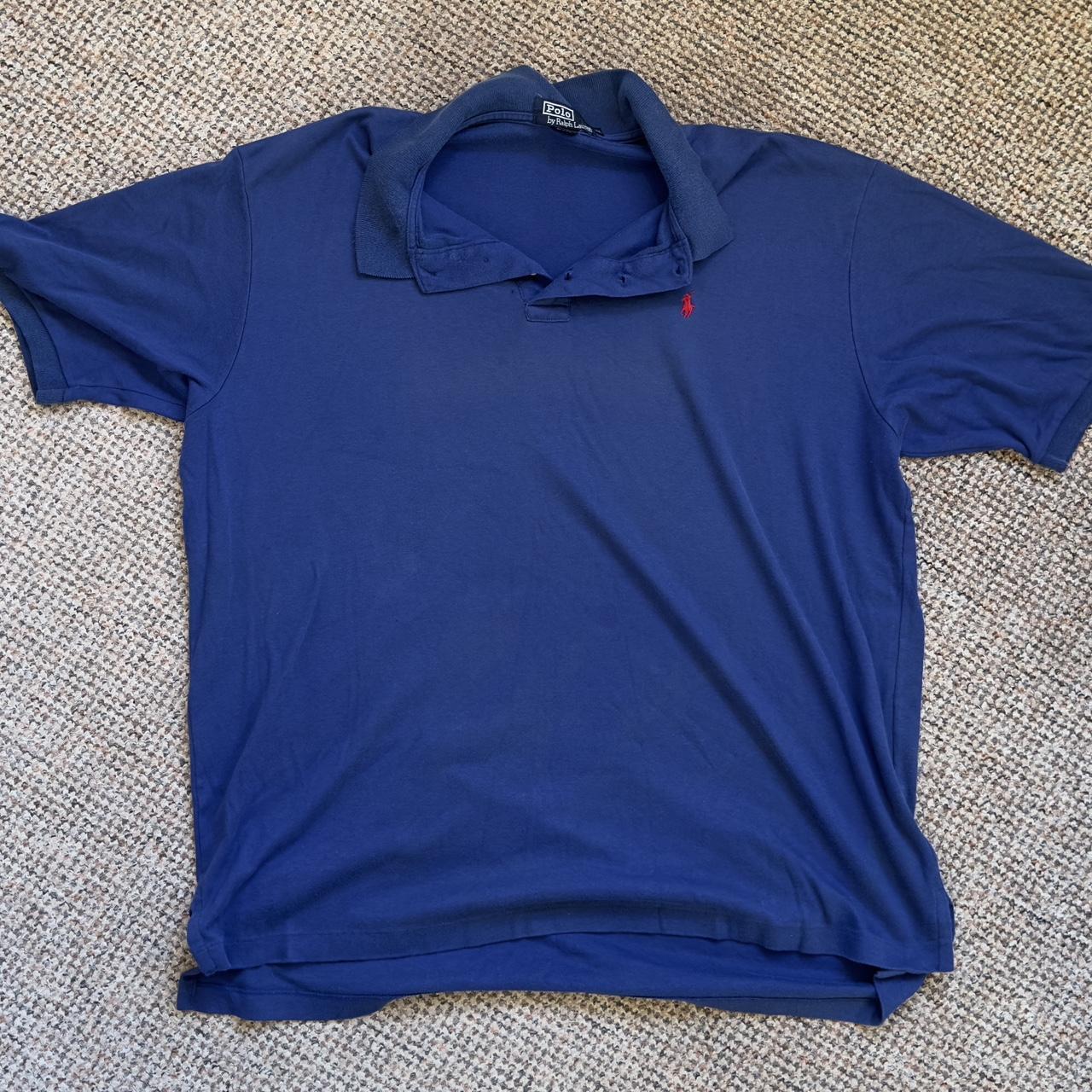 Polo Ralph Lauren - Blue Polo Shirt with Red... - Depop