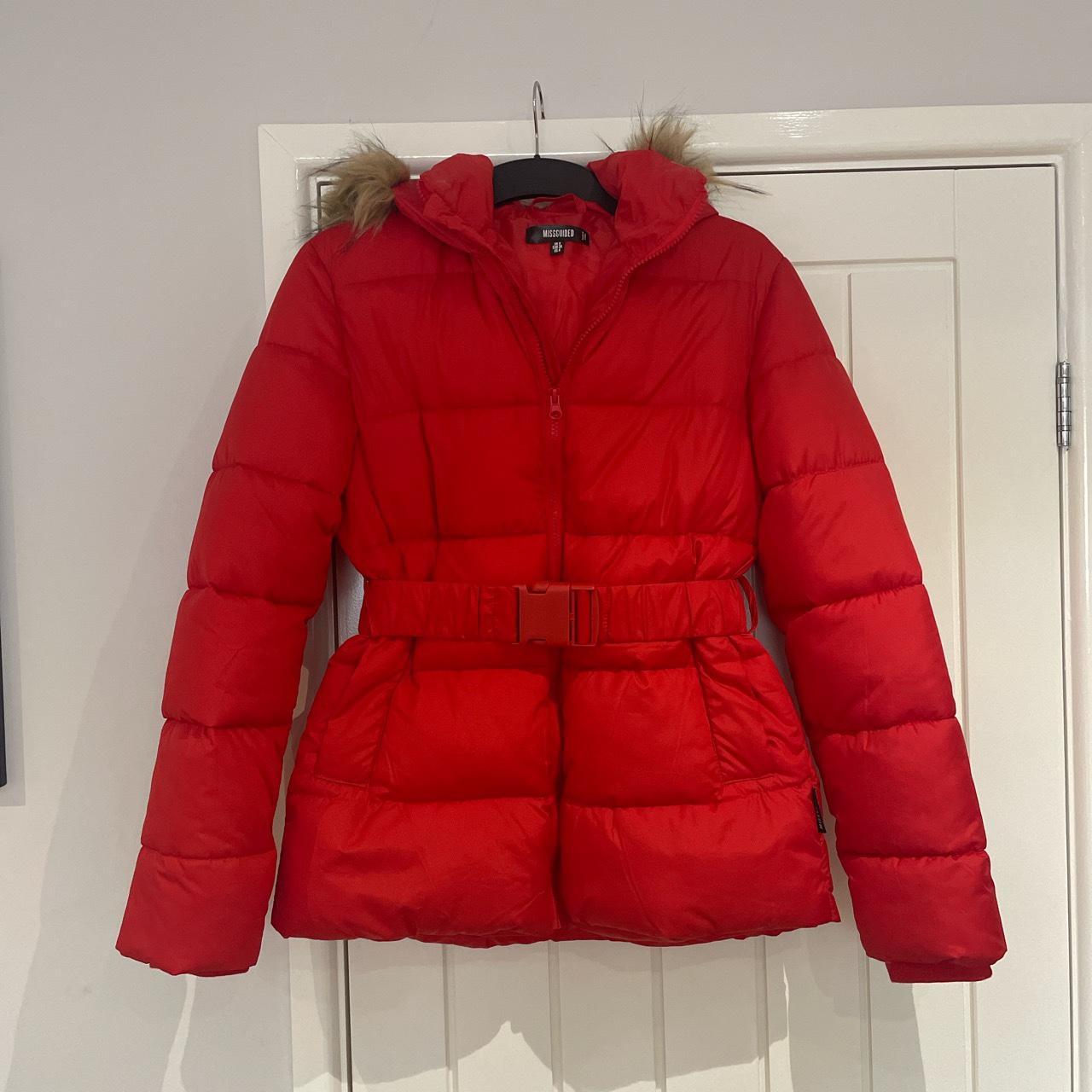 MISSGUIDED RED PUFFER COAT Fabric split slightly on... - Depop