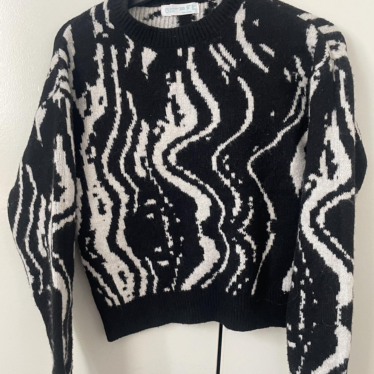 Primark Black & White Patterned Sweater Size XXS :... | Depop