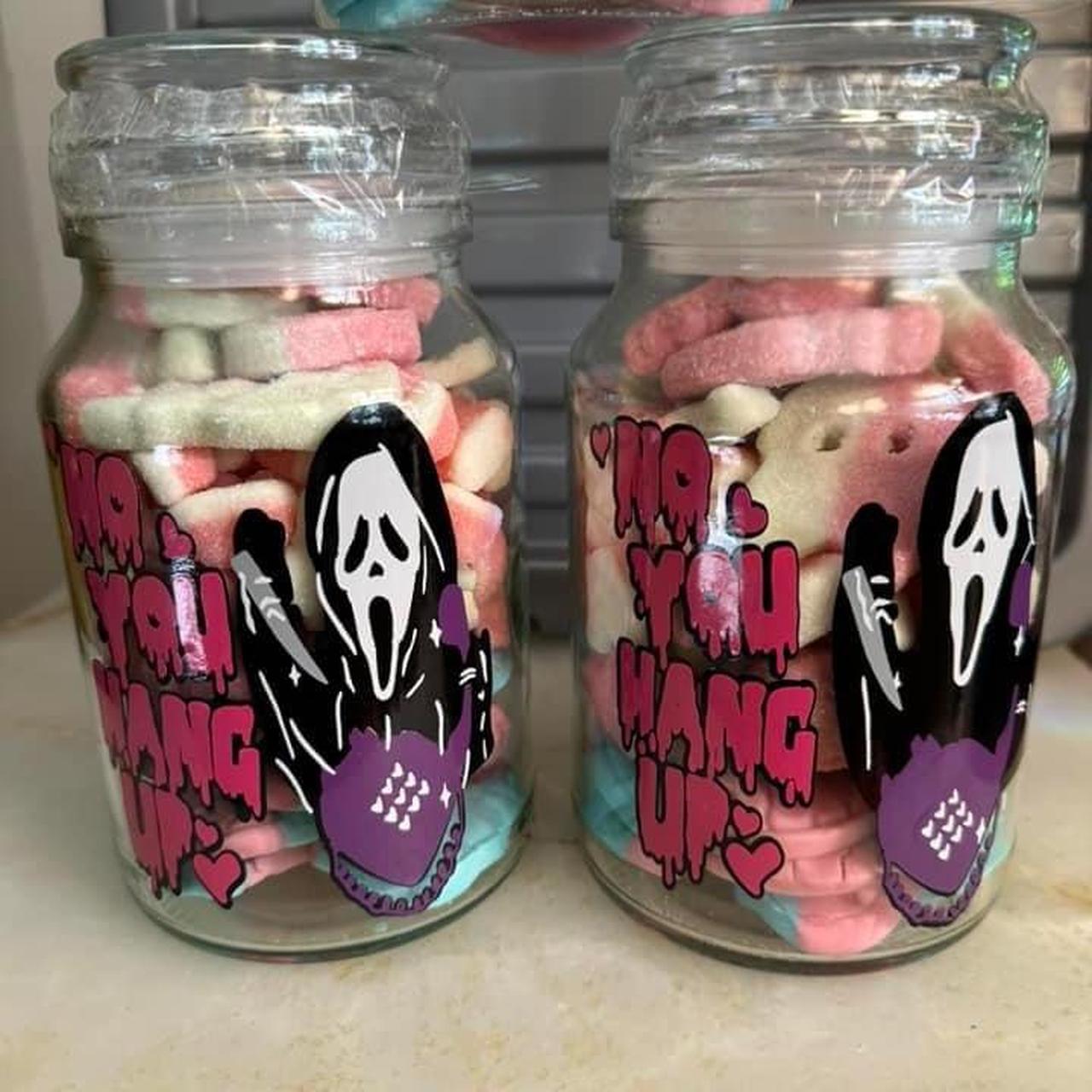 ghost face sweet jars names can be added - Depop
