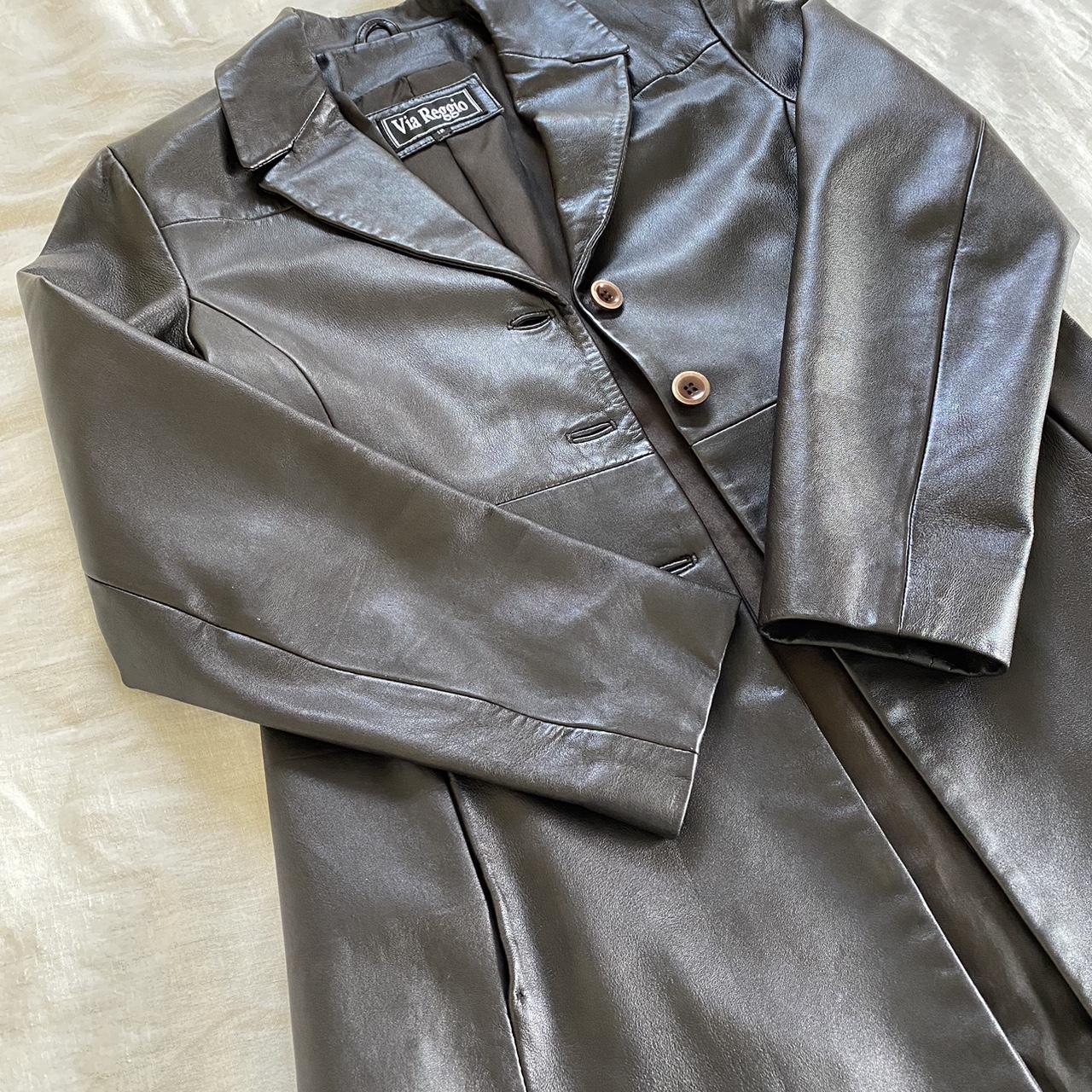 Vintage chocolate brown leather jacket. Label says... - Depop
