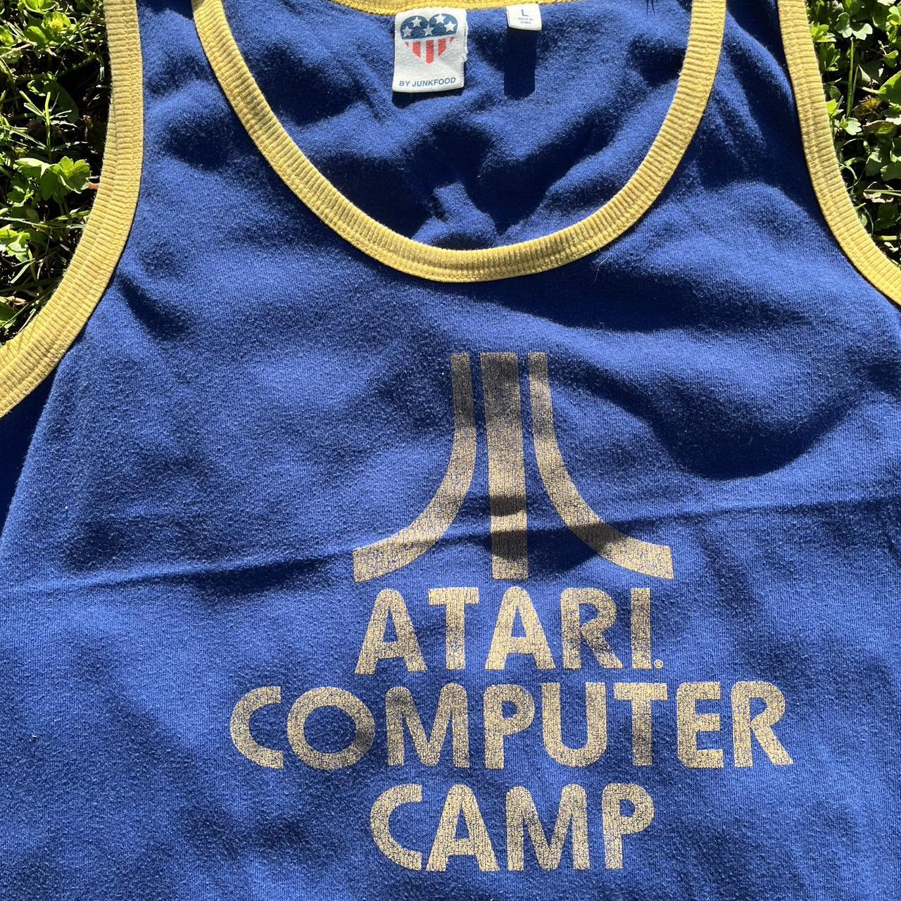 Blue and yellow vintage Atari Computer Camp tank... | Depop