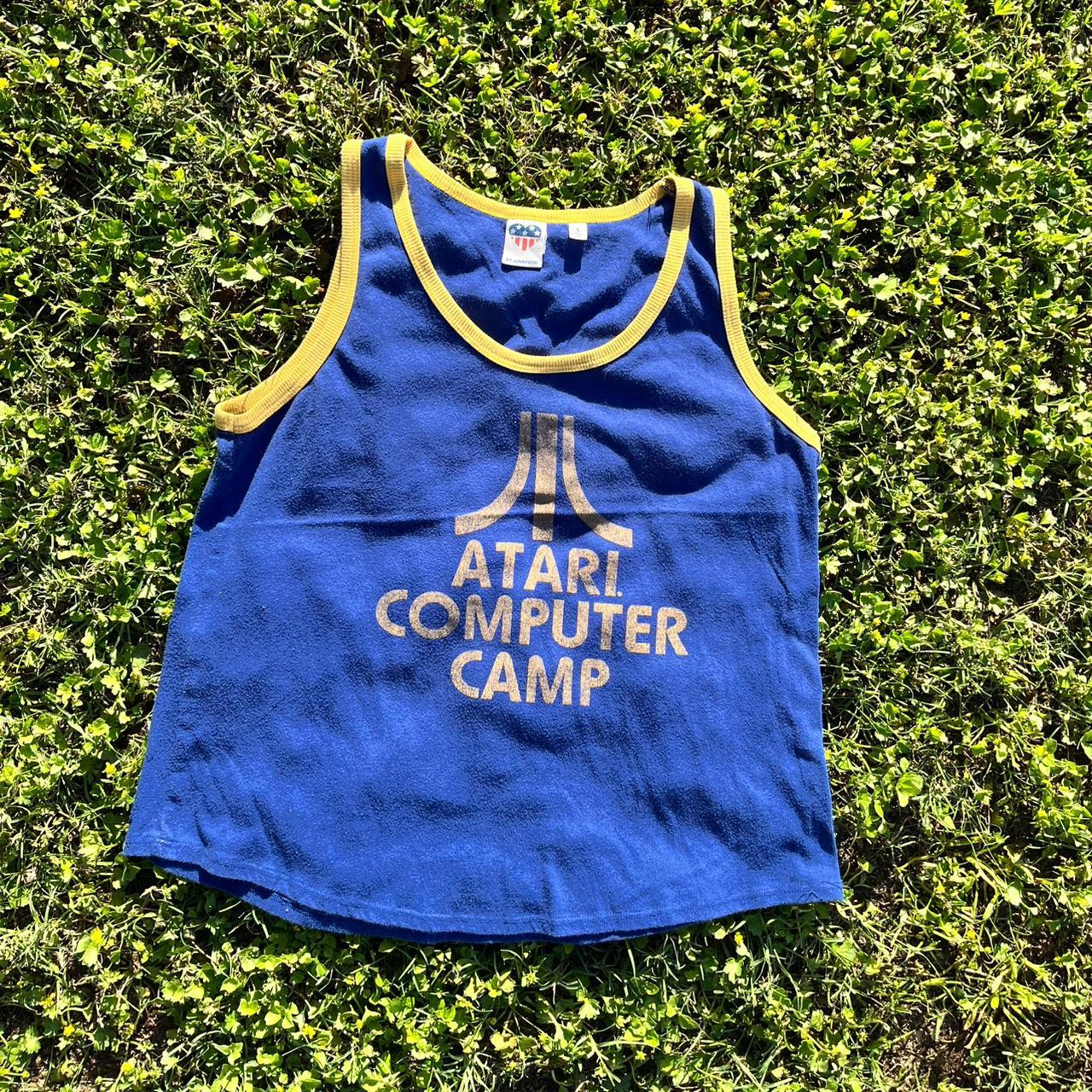 Blue and yellow vintage Atari Computer Camp tank... | Depop