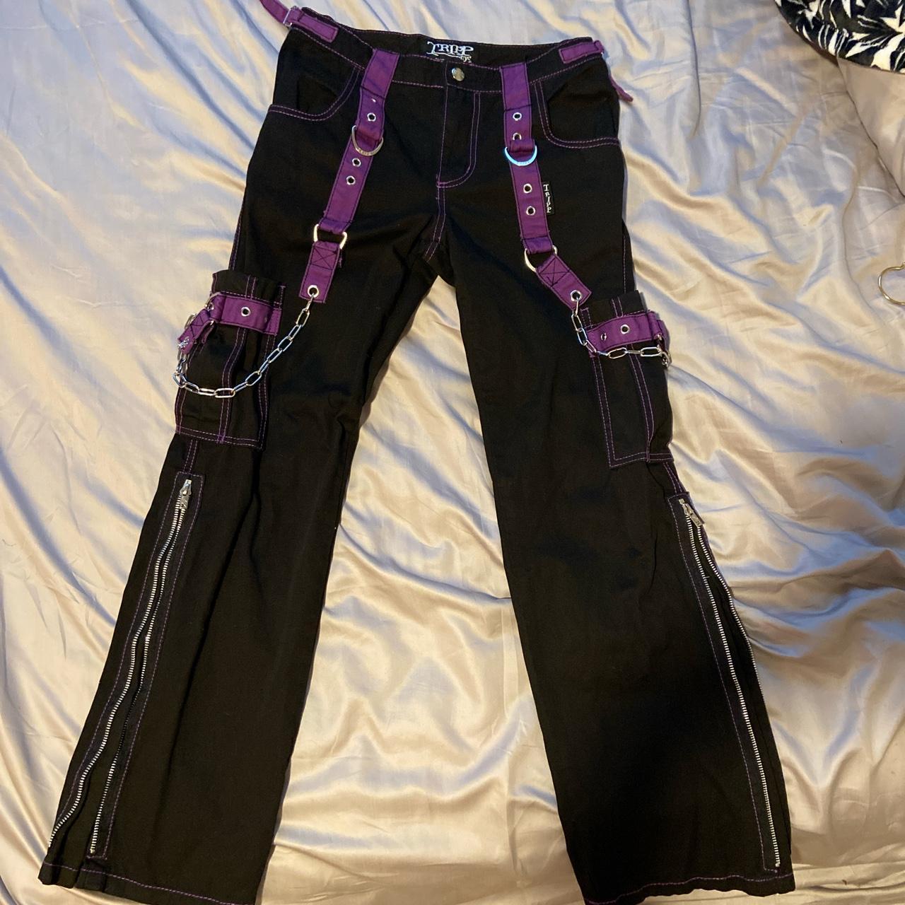Trippnyc Black And Purple Bondage Pants •size Depop