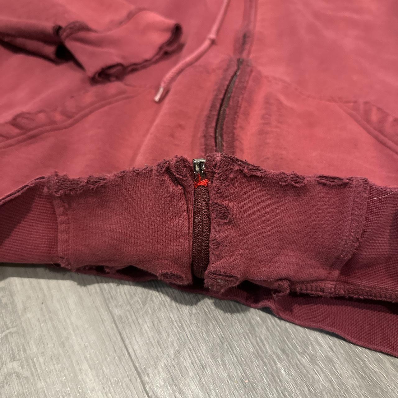 Worn/distressed zip up hoodie Flaws as pictured... - Depop