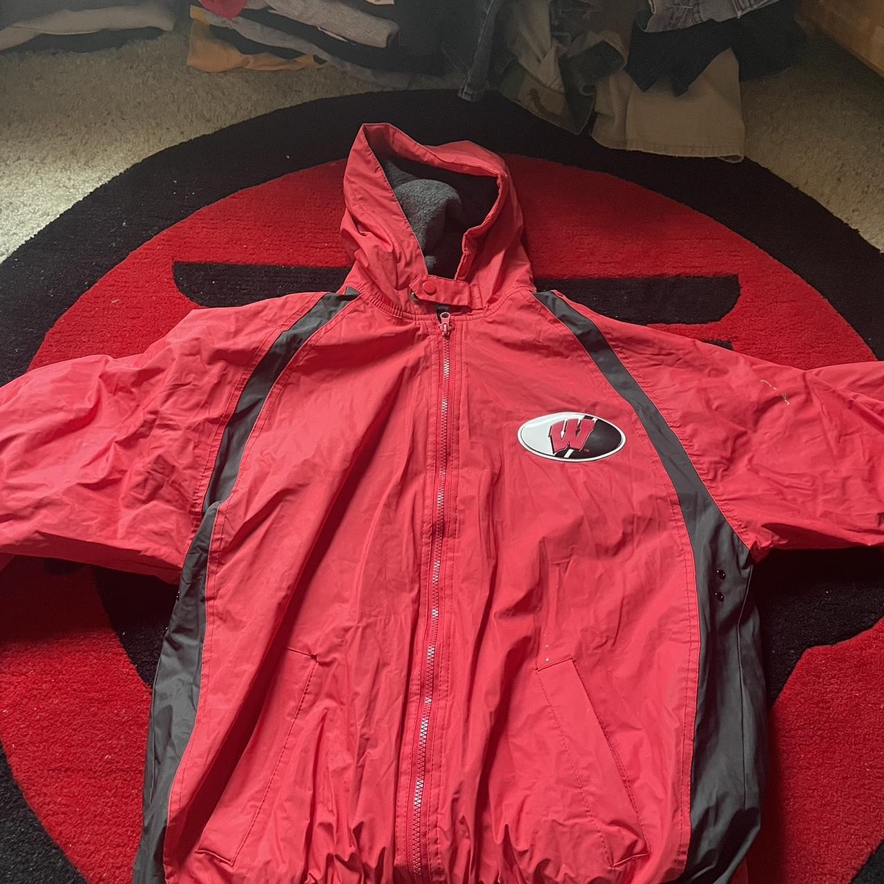 Wisconsin zip up Super interesting material kind of... - Depop