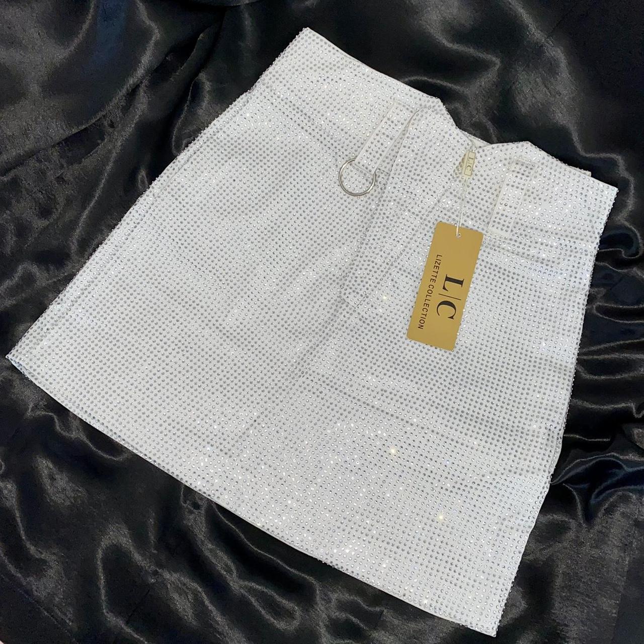 Lizette Collection white diamond crystal bedazzled... - Depop