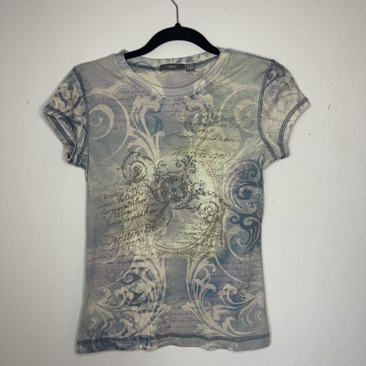 y2k Rhinestone Multi Color Shirt Size M Brand apt... - Depop