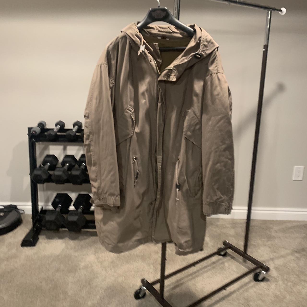 J.crew beige long coat jacket men’s size XL beige... - Depop