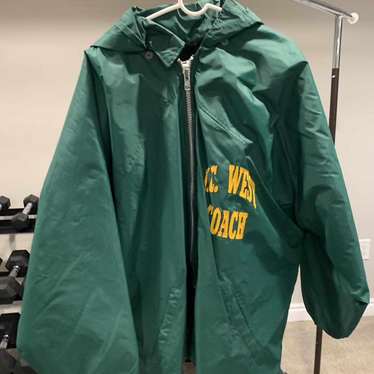 West coach long zip up green jacket rain coat men’s... - Depop