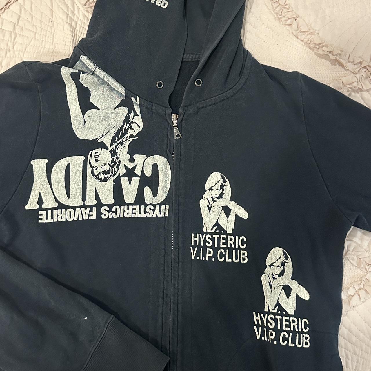 Hysteric Glamour black zip-up hoodie with front and... - Depop