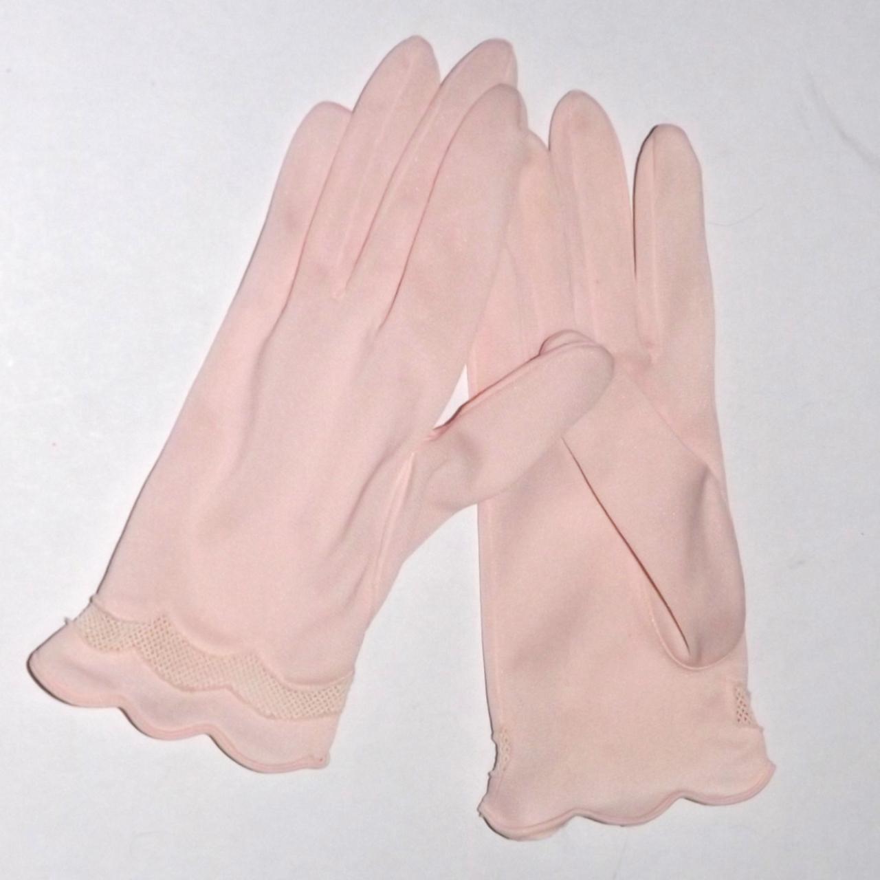 dainty cute pink gloves with mesh preowned and... - Depop