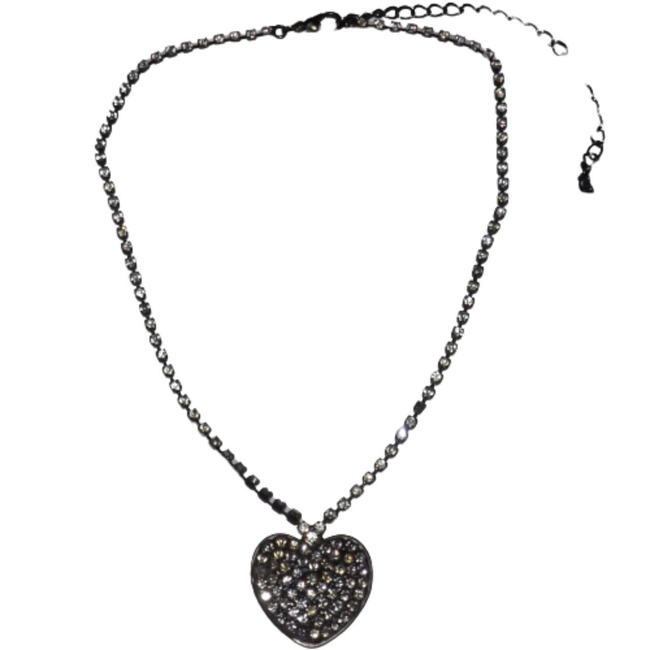 y2k 90s rhinestone heart choker necklace buy 3 get... - Depop
