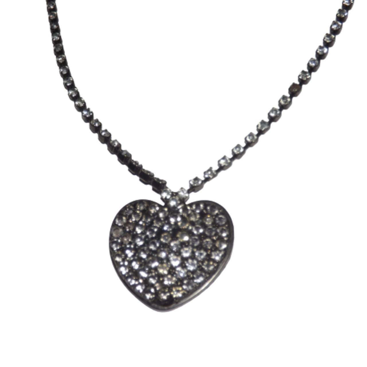 y2k 90s rhinestone heart choker necklace buy 3 get... - Depop