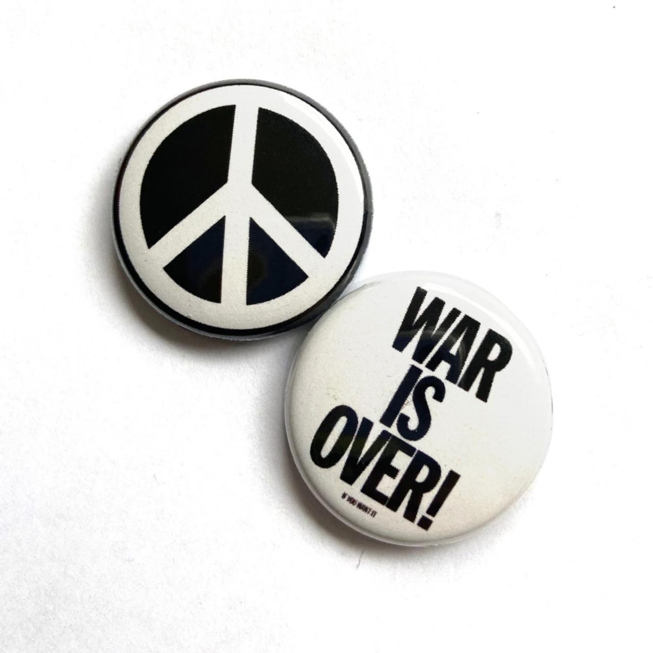 PEACE SIGN War is Over Set of 2 Metal 1” Pinback... - Depop
