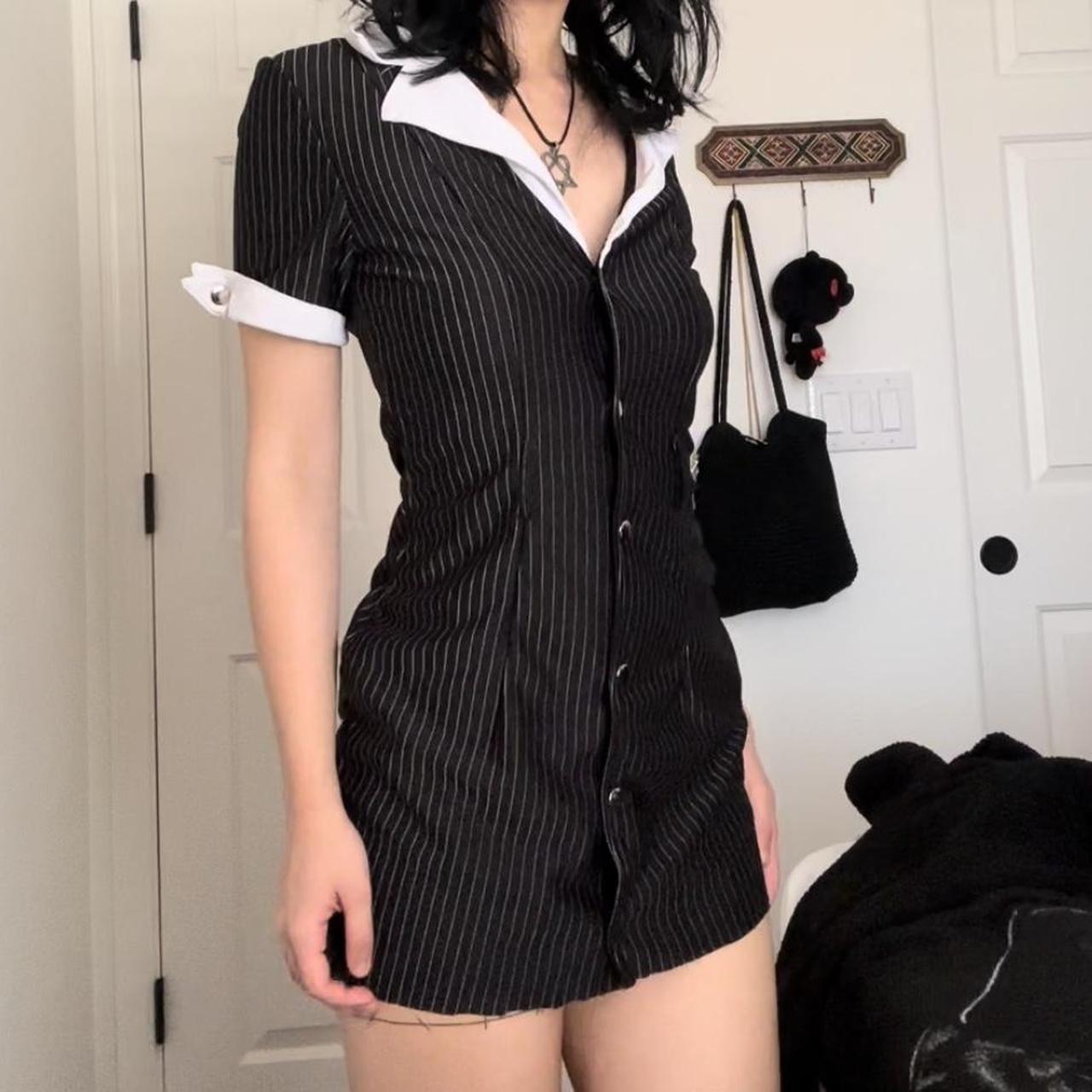 Leg Avenue Women's Black and White Dress | Depop