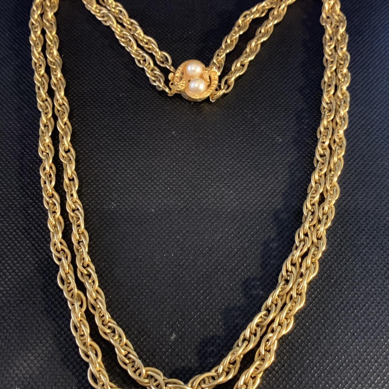 Vintage Gold plated 2 Strand Chain Necklace. This... | Depop