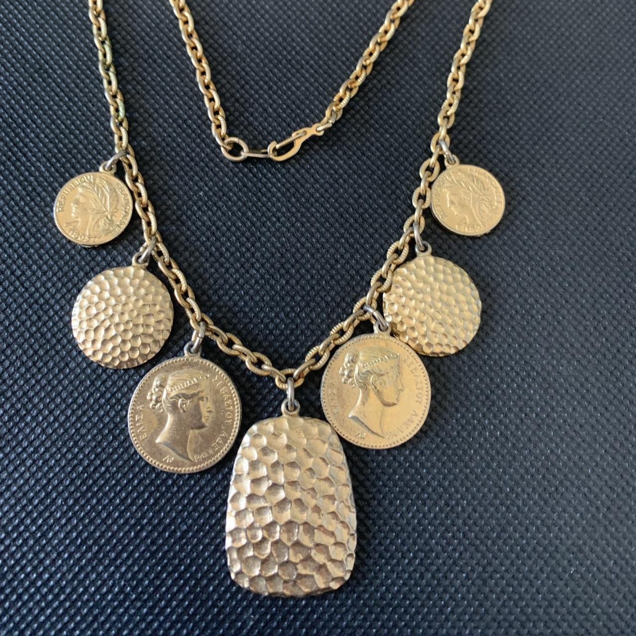 Vintage Gold tone ancient Coin design... | Depop