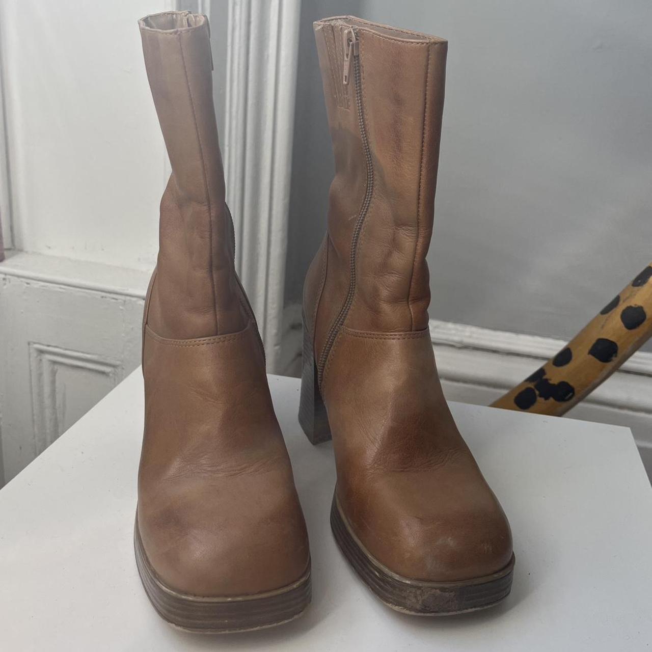 the cutest tan platform boots! brand is Steve... - Depop