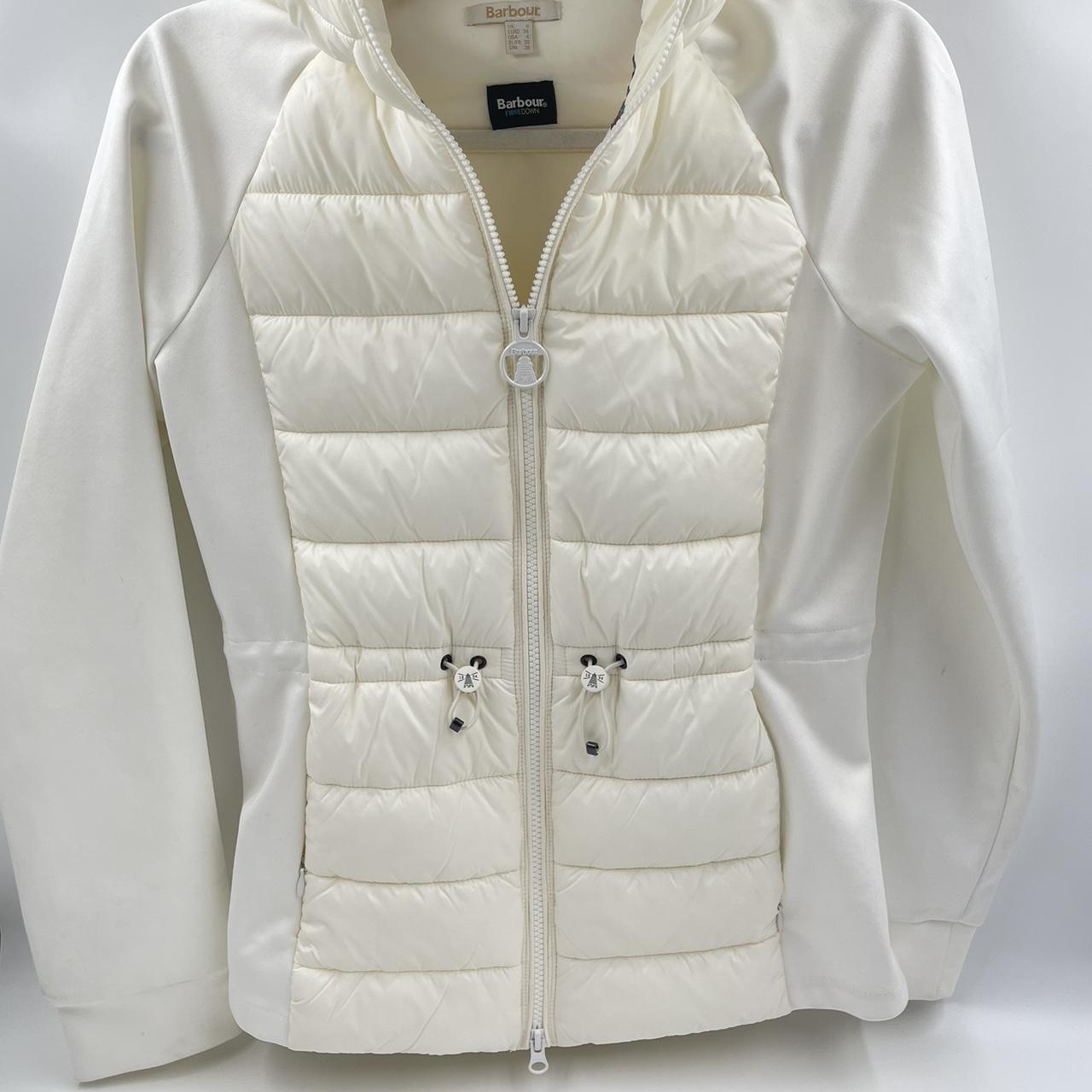 Gorgeous Barbour cream color puffer down zip up... - Depop