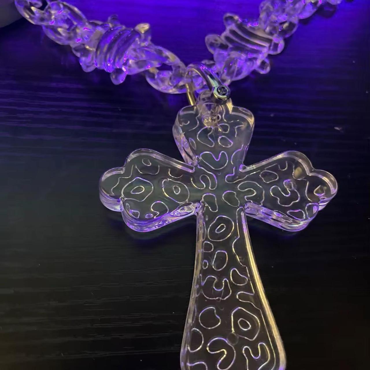 Transparent Big Jesus Christ Cross Pendant Necklace... | Depop