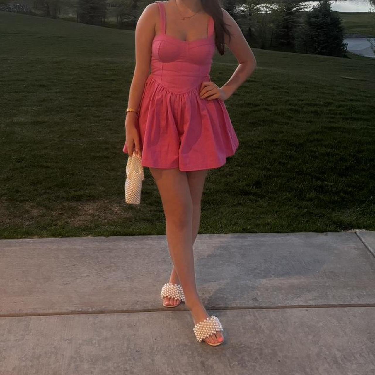 Pink asos playsuit Been worn once Paid £50 - Depop