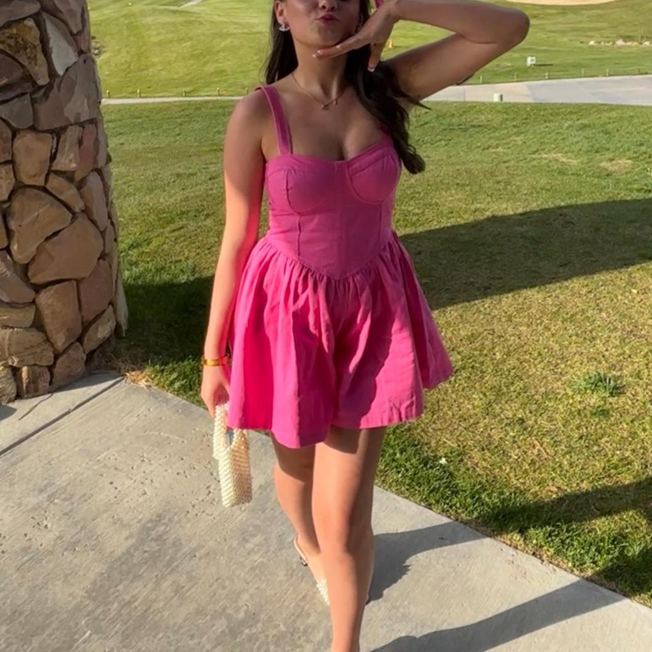 Pink asos playsuit Been worn once Paid £50 - Depop