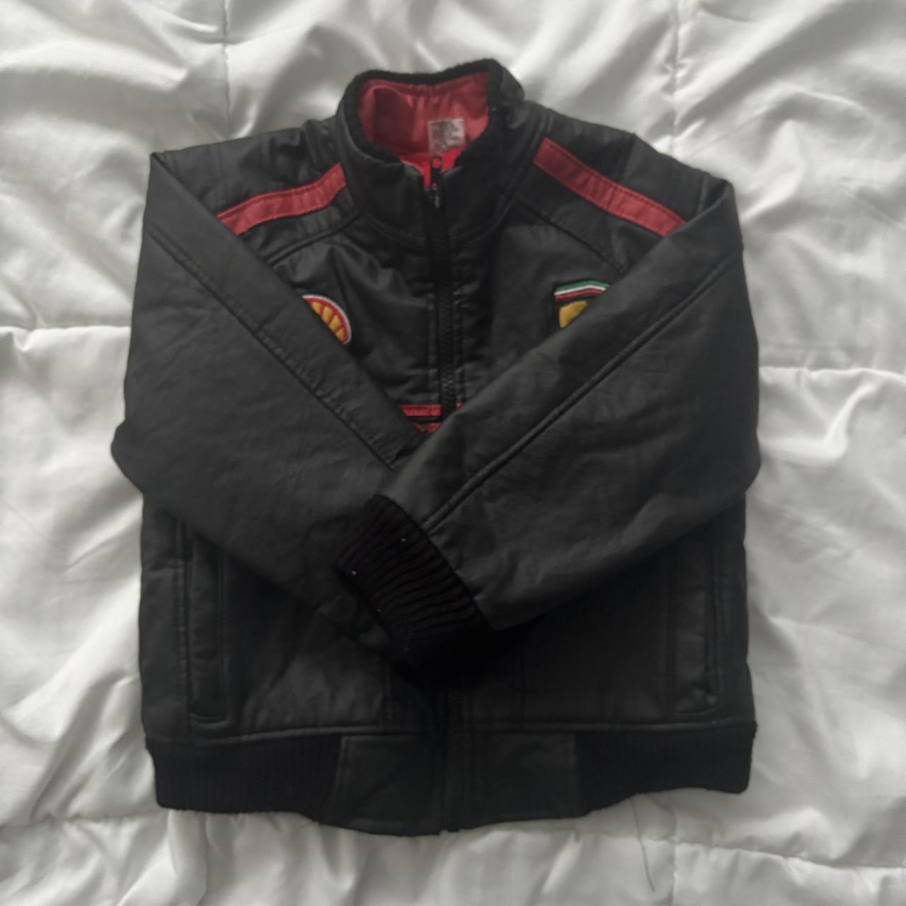 Vintage kids Ferrari jacket in black and red, ... - Depop