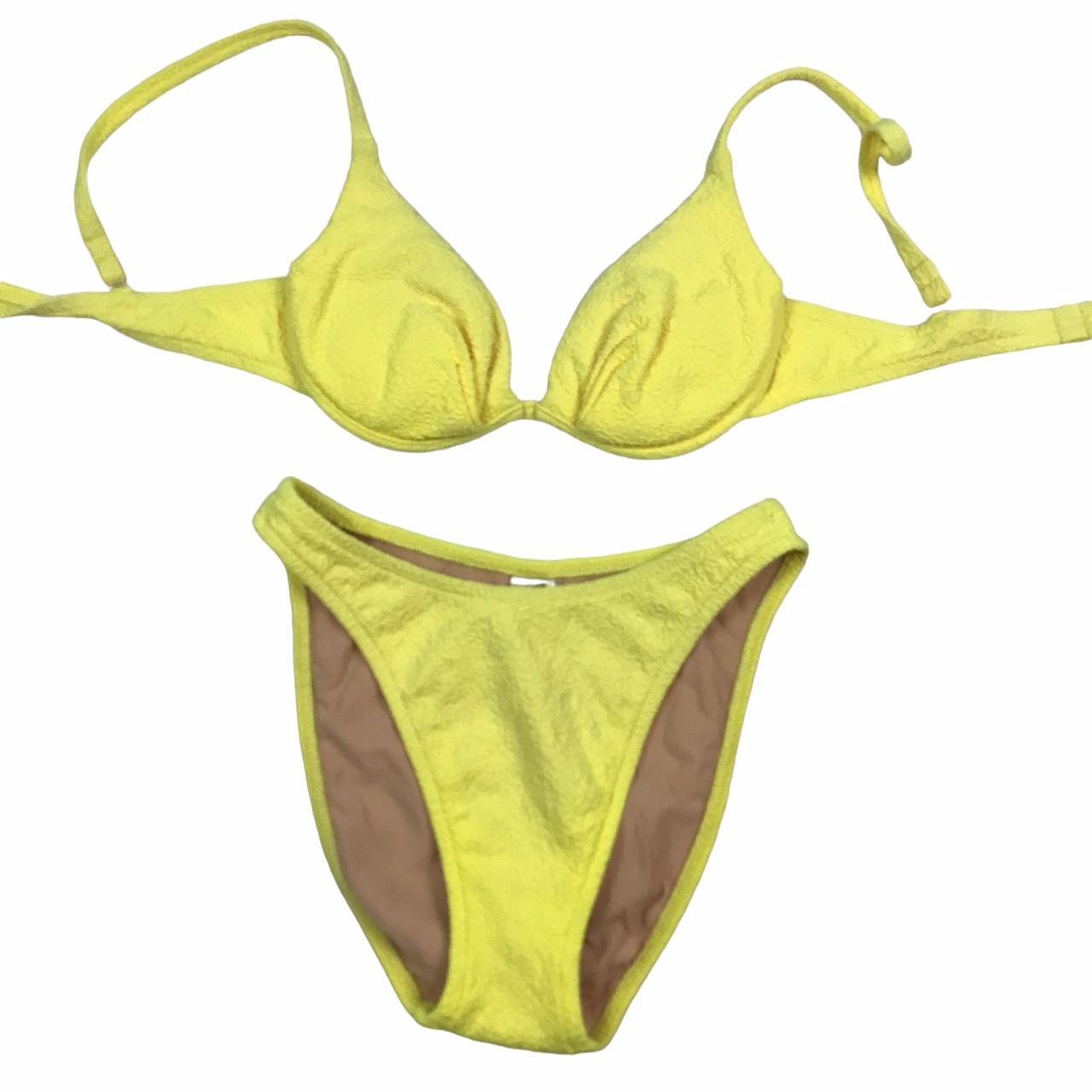 1980s90s Sunny Yellow Floral Vintage Bikini By Depop