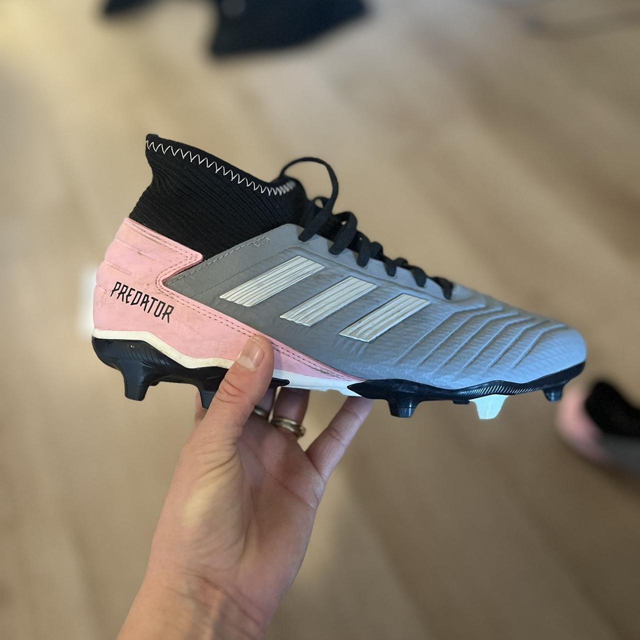 Adidas predator cleats pink/grey. Only worn a few... - Depop
