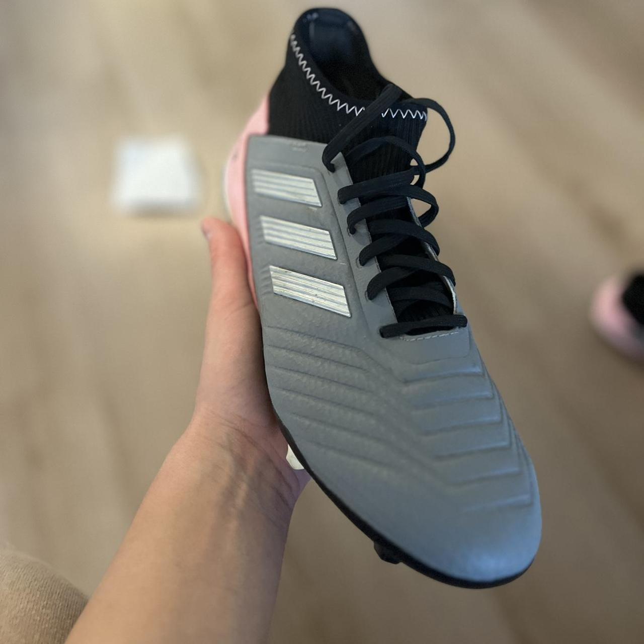Adidas predator cleats pink/grey. Only worn a few... - Depop
